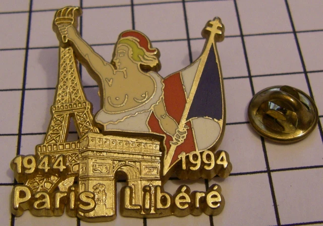 PIN'S WW2 D-DAY 50th PARIS LIBERE TOUR EIFFEL ARC TRIOMPHE MARIANE ...