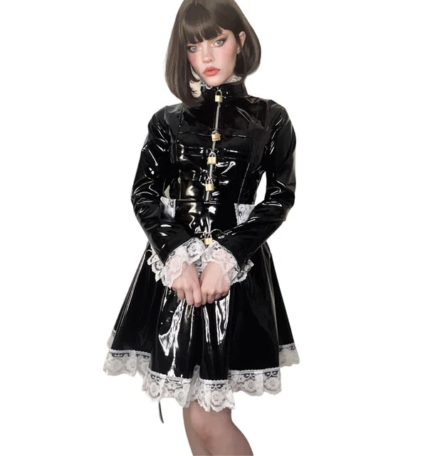 MISFITZ BLACK PVC padlock lockable skater Sissy Maids dress size 18 ...