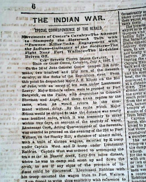 KIDDER FIGHT MASSACRE w/ Gen. George Armstrong Custer in Kansas 1867 ...