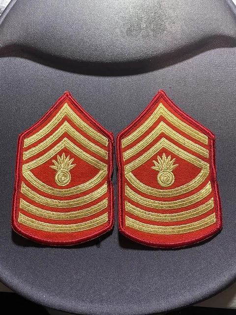 US MARINE CORPS FEMALE Master Gunnery Sergeant Rank E-9 Chevron Patches ...