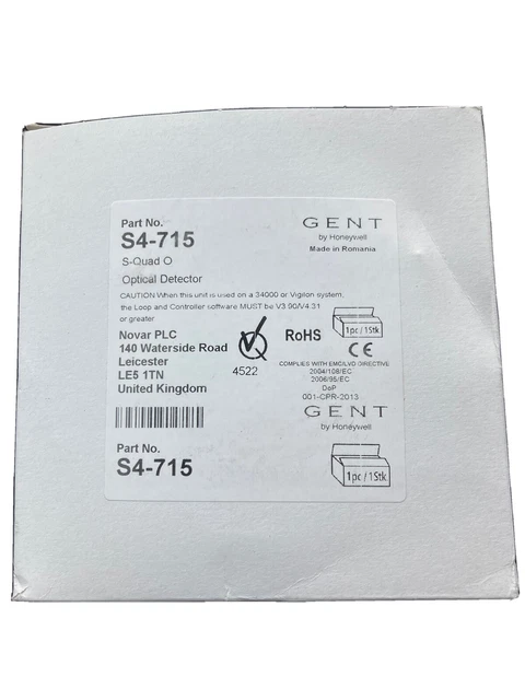 GENT S-QUAD ANALOGUE Addressable Optical Smoke Detector S4-715 EUR 29 ...