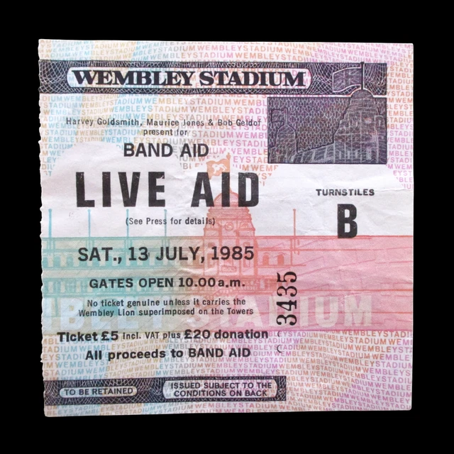 LIVE AID CONCERT Ticket Stub 1985 Wembley Stadium UK Queen Freddie ...