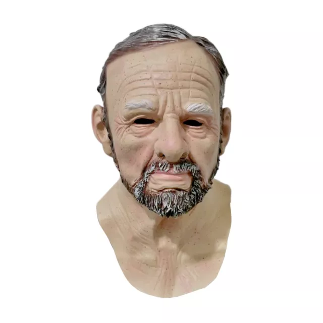Realistic 3d Old Man Mask Cosplay Full Head Latex Headgear Halloween