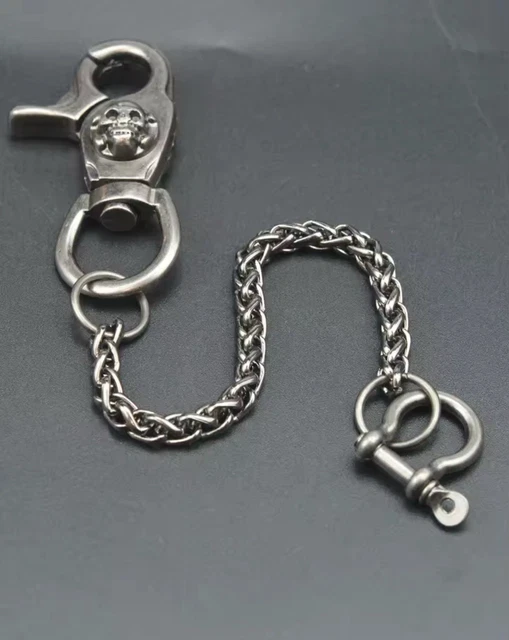 WALLET CHAIN CHROME Goth Y2k Style Hearts And Cross Fashion Skull EUR ...