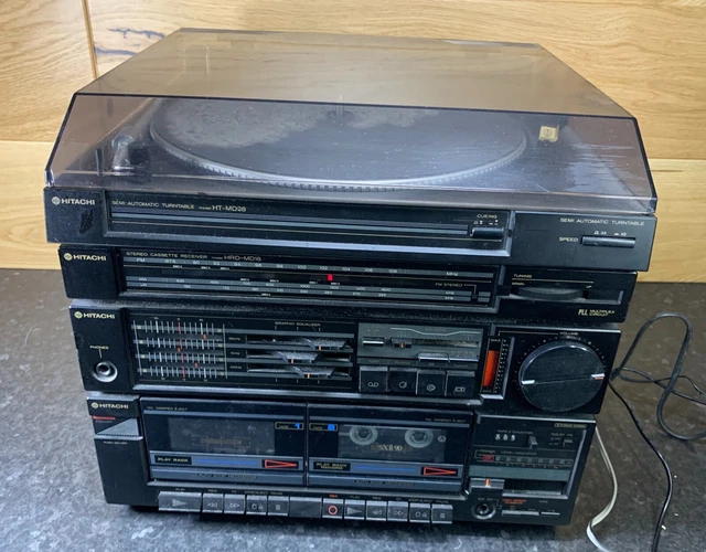 HITACHI HRD-MD18 VINTAGE Stereo System Turntable Tuner 2 x Tape Deck ...