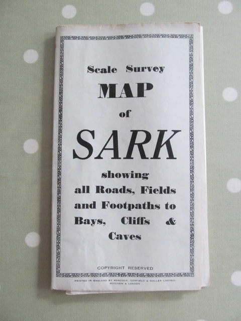 VINTAGE SCALE SURVEY Map Of Sark Showing All Roads Fields & Footpaths ...