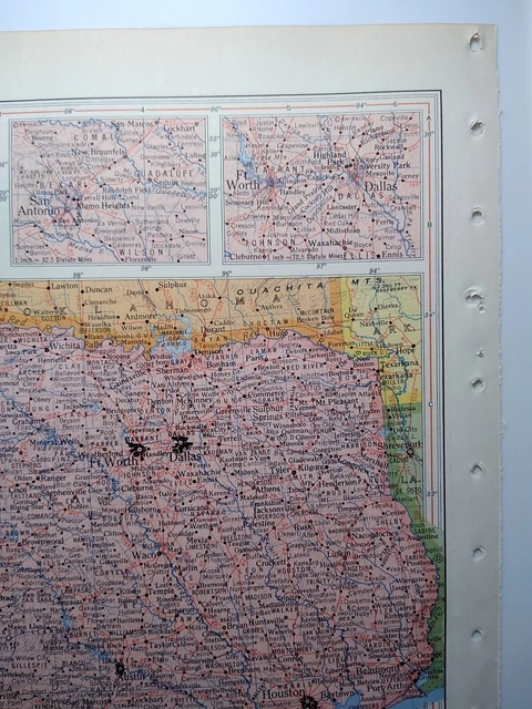 1957 VINTAGE TEXAS Atlas Map Old Authentic Antique MCM Encyclopedia ...
