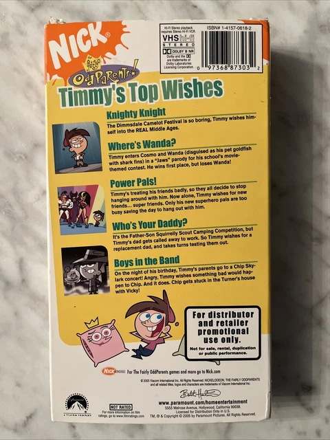 THE FAIRLY ODD Parents: Timmy’s Top Wishes VHS - Nickelodeon RARE PROMO Tape $36.09 - PicClick CA
