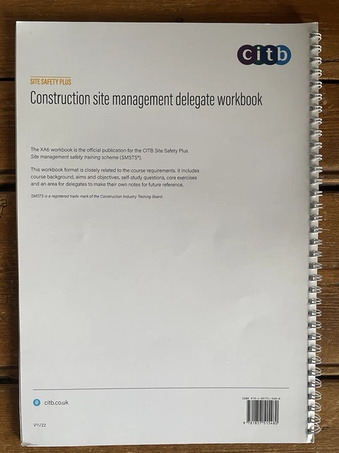 XA6/V11 CONSTRUCTION SITE Management Delegate Workbook £16.15 - PicClick UK