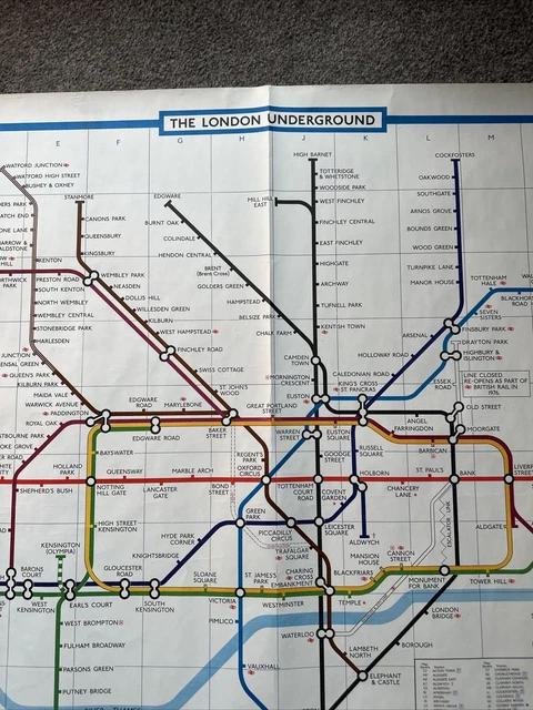 1976 (3.76/1385M/3000) LONDON Underground Map Tube Map Quad Royal ...