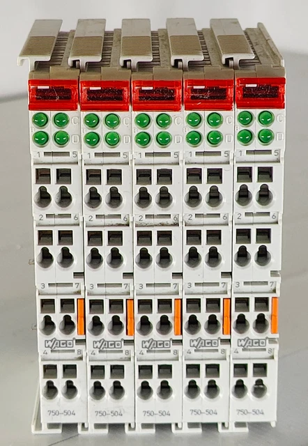 LOT OF 5 Wago 750-504 4 Port Digital Output Module 24V DC .5A .08-2.5mm ...
