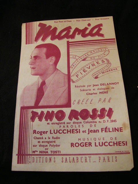 & SPARTITO MARIA Tino Rossi Music Sheet " EUR 14,76 - PicClick IT