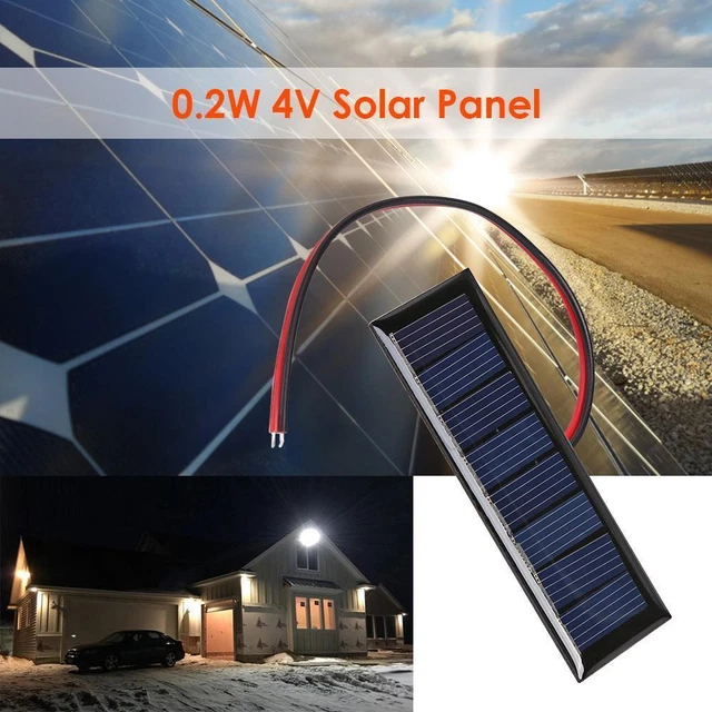 4V 0.2W EPOXY Solar Panel 8 Solar Cells 2 Wires 75x25mm for Solar ...
