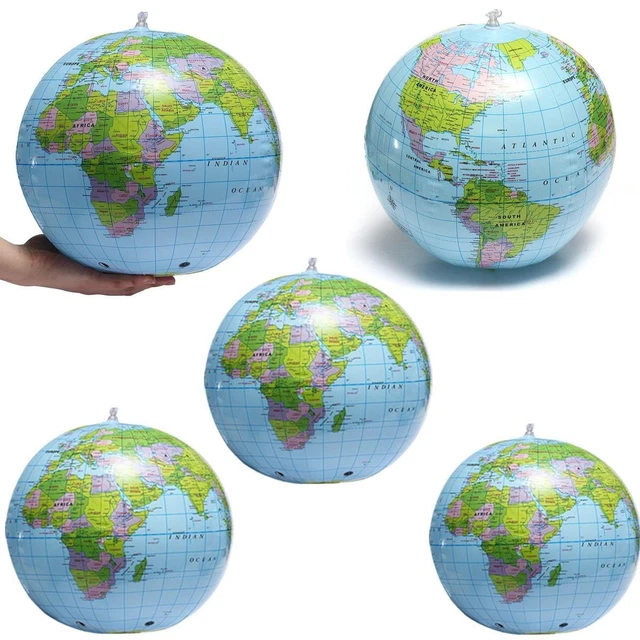 5X 40CM INFLATABLE Globe World Map Earth Blow Up Atlas Geography Beach ...
