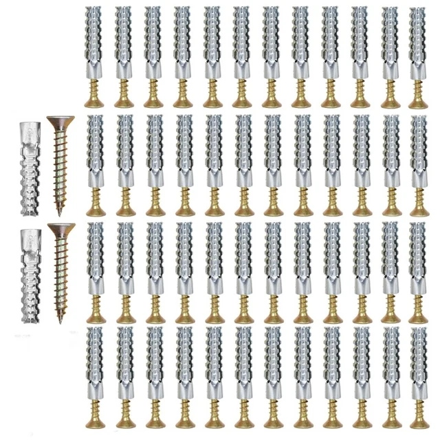 50PCS METAL WALL Anchors Serrated Expansion Tube Tapping Screws ...