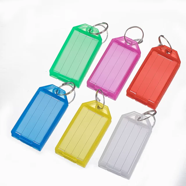 10-50PCS COLORFUL PLASTIC Keychain Key Tags Label with Split Ring for ...