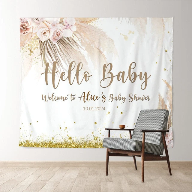PERSONALIZED BOHO FLORAL Hello Baby Shower Backdrop $36.00 - PicClick AU