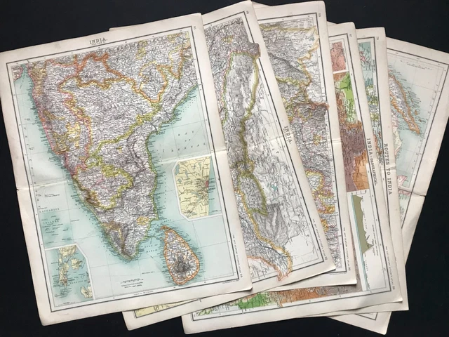 ANTIQUE 1900S MAP Collection India Ceylon Orographic East India £12.00 ...