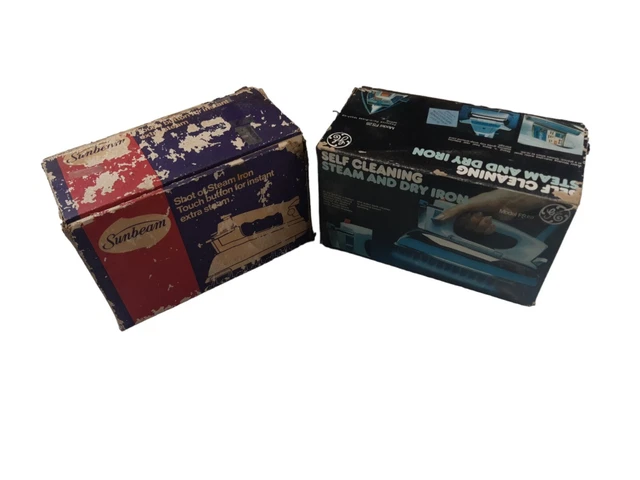 GENERAL ELECTRIC MODEL FS25 & Sunbeam SB16 in Original Boxes Irons ...
