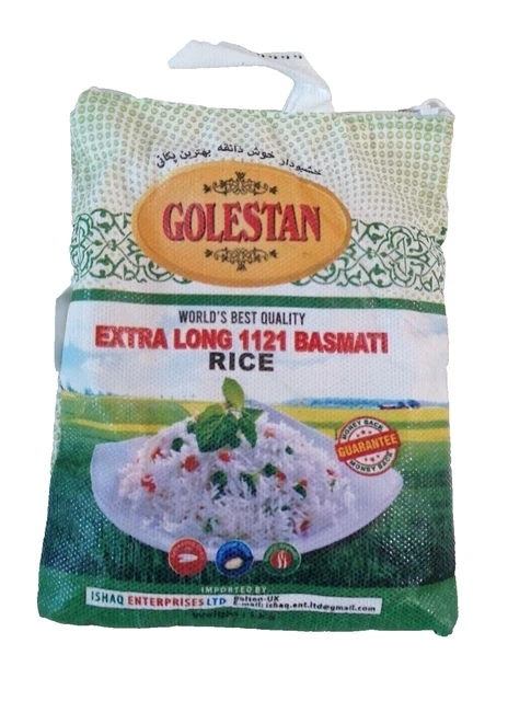 GOLESTAN EXTRA LONG 1121 Basmati Rice 5kg x 1 bag Top quality Biryani ...