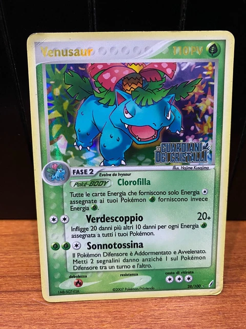 CARTA POKEMON VENUSAUR 28/100 Holo Stamped Ex Guardiani Dei Cristalli ...