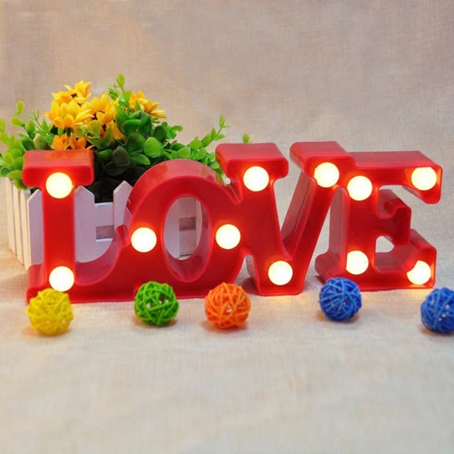 2 COUNT LED Letter Lights Alphabet Love Neon Sign Shape Modeling Lamp £ ...