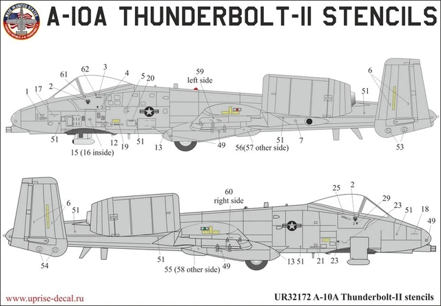 1:32 DECAL A-10A Thunderbolt full stencils UpRise Decals UR32172 EUR 32 ...
