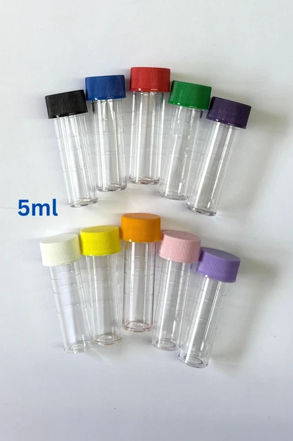 5ML PLASTIC TEST tubes vials sample container powder craft bead with ...