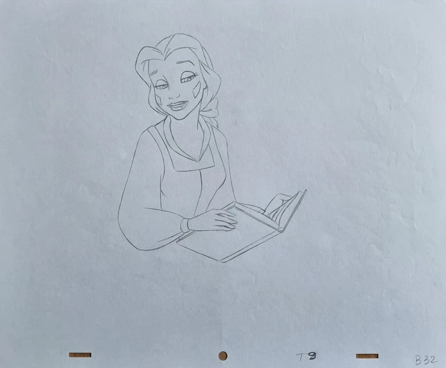 WALT DISNEY ANIMATION Art Cel Production Drawing Beauty & Beast Belle ...