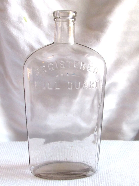 ANTIQUE REGISTERED FULL Quart Strap Sided Whiskey Flask $19.99 - PicClick