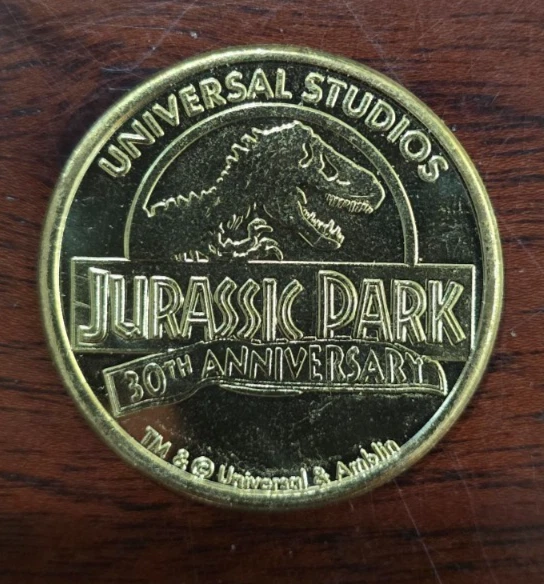UNIVERSAL STUDIOS JURASSIC Park 30th Anniversary Isla Nublar Coin ...