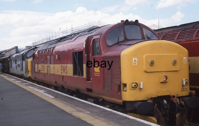 35MM SLIDE - EWS Diesel Electric Loco Class 37. 37670 & 37674 @ Chester ...