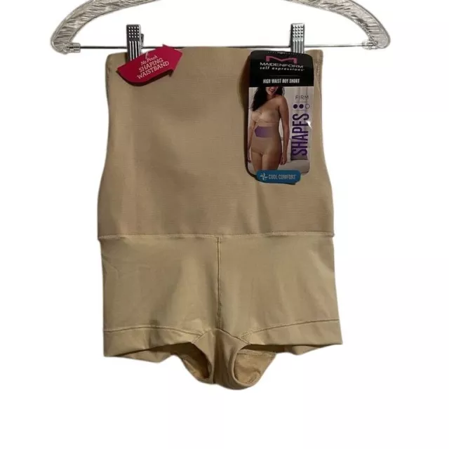 NWT MAIDENFORM SELF Expressions High Waist Boy Short Beige Size S Cool ...