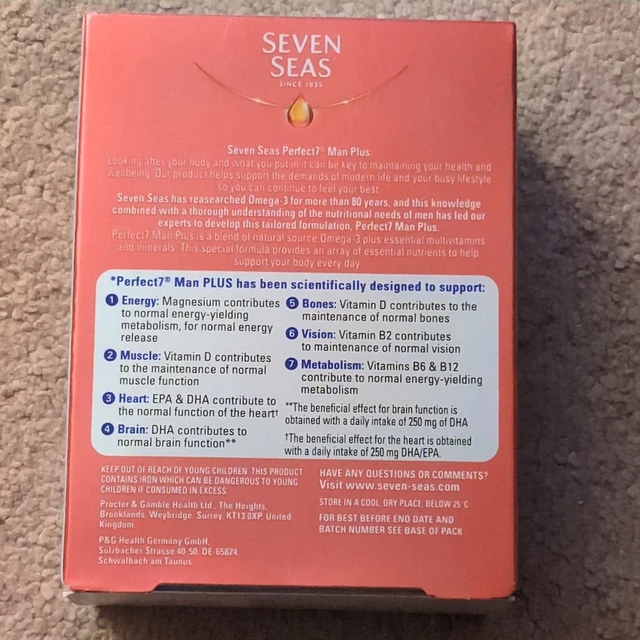 60X SEVEN SEAS Perfect7 Man + Multivitamin Duo, (30 Omega 3 & 30 ...