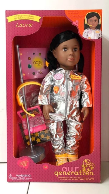 OUR GENERATION LAURA Astronaut 18" Doll Black Hair Brown Eyes New £20. ...