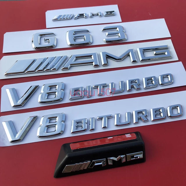 CHROME G63 AMG BITURBO Letters Trunk Embl Badge Sticker For Mercedes ...