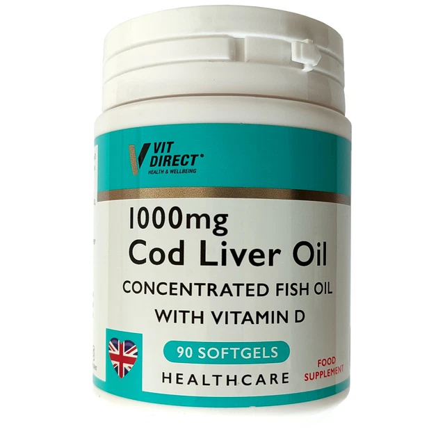 COD LIVER OIL High Strength 1000mg 90 SoftGels Capsules Bottle ...