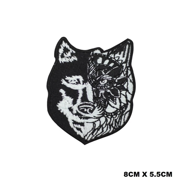 LOT DE PATCH brodé logo de dessin animé animal tête de loup patch à repasser/coudre EUR 3,55 ...