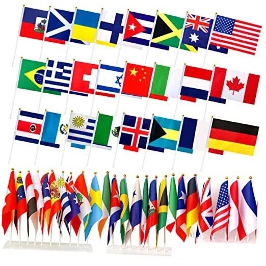 200 COUNTRIES INTERNATIONAL Stick Flags of the World Small Mini Hand ...