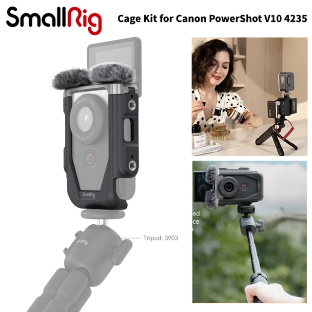 SMALLRIG CAMERA CAGE Kit w/ Furry Windshield for Canon Powershot V10 ...