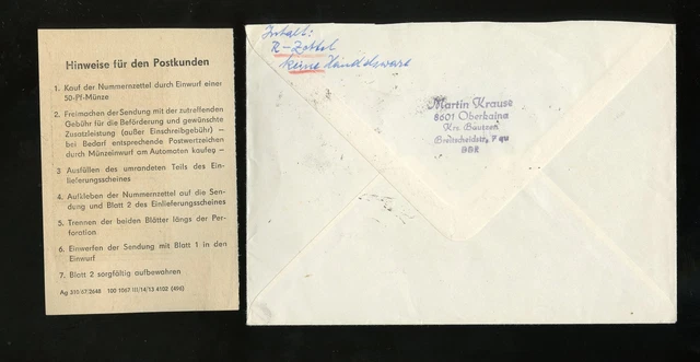 DDR NR.1335 R-BRIEF SbPA-R-ZETTEL LEIPZIG 9.3.1968 - HANAU !!! (973516 ...