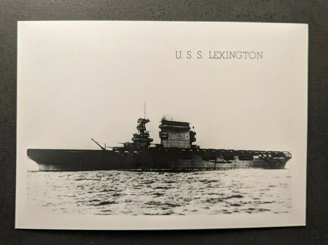 USS LEXINGTON AIRCRAFT Carrier WWII Glossy Photo Print 5 by 3.5 in EUR ...