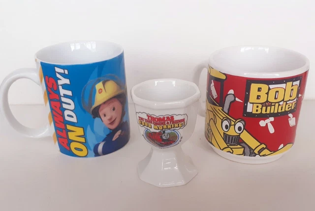 FIREMAN SAM & Bob The Builder Mugs Thomas the Tank Engine Egg Cup ...