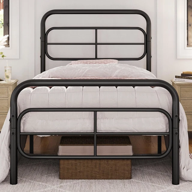 YAHEETECH 3FT SINGLE Bed Frames Modern Metal Platform Bed with Large ...