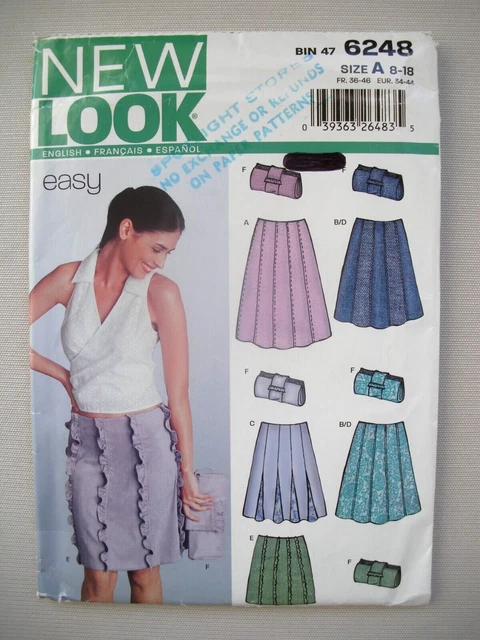 UNCUT NEW LOOK Sewing Pattern 6248 - Womens Skirt Purse - Size 8 10 12 ...