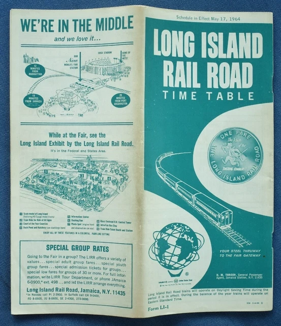 LONG ISLAND RAIL Road 1964 Timetable -Route of the Dashing Commuter ...