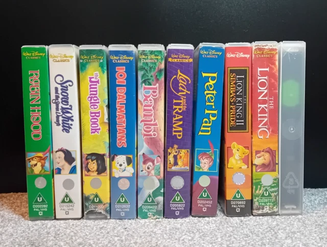 10X WALT DISNEY Classic Movies VHS Video Tape Bundle- Childrens Cartoon ...