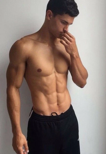 Shirtless Male Muscular Beefcake Hunk Hard Body Jock Handsome Guy Photo