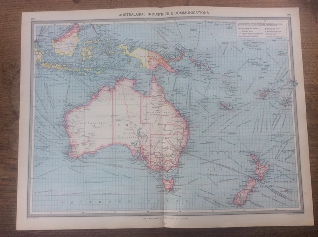 2 ANTIQUE COLOUR Maps Commonwealth Australia Australasia c1904 ...