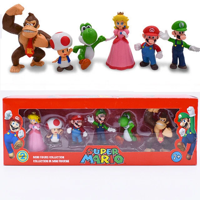 6PCS SUPER MARIO Bros PVC Action Figure Toys Dolls Luigi Yoshi Model ...